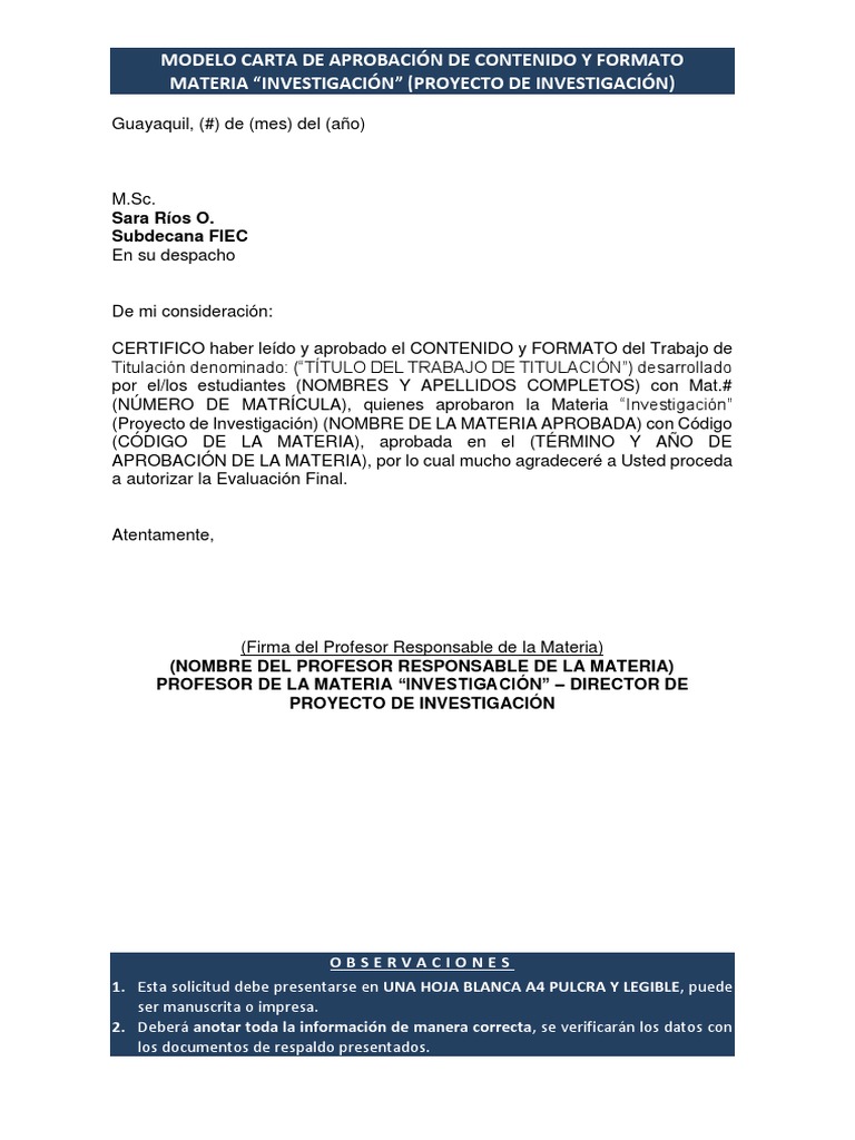 Modelo de Carta de Aprobacion - 230705 - 111312 | PDF Modelo de Carta de Aprobacion - 230705 - 111312 | PDF
