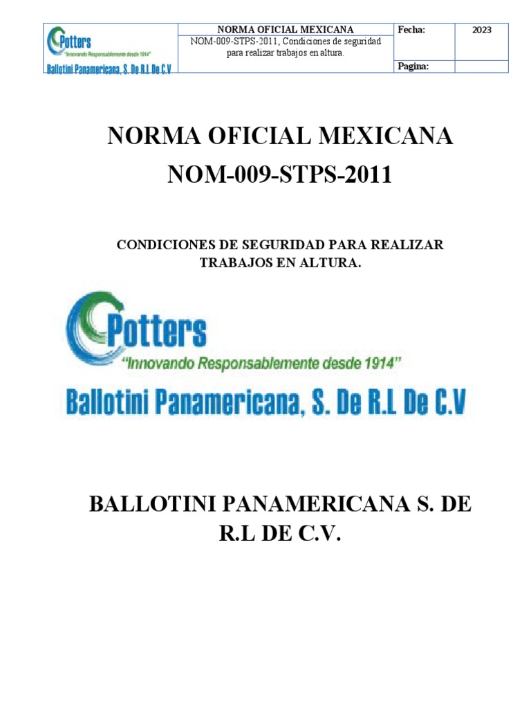 NOM-009-STPS-2011 | PDF | Andamio | Administración de Seguridad y Salud ...