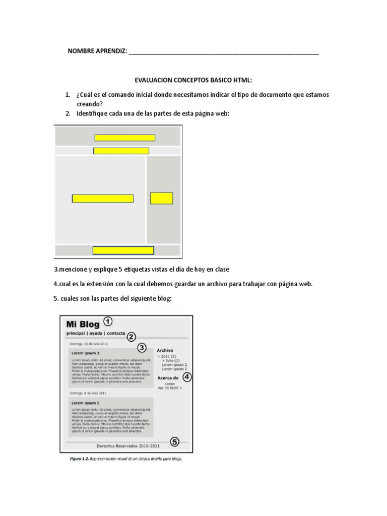 Evaluacion Conceptos Basico HTML | PDF