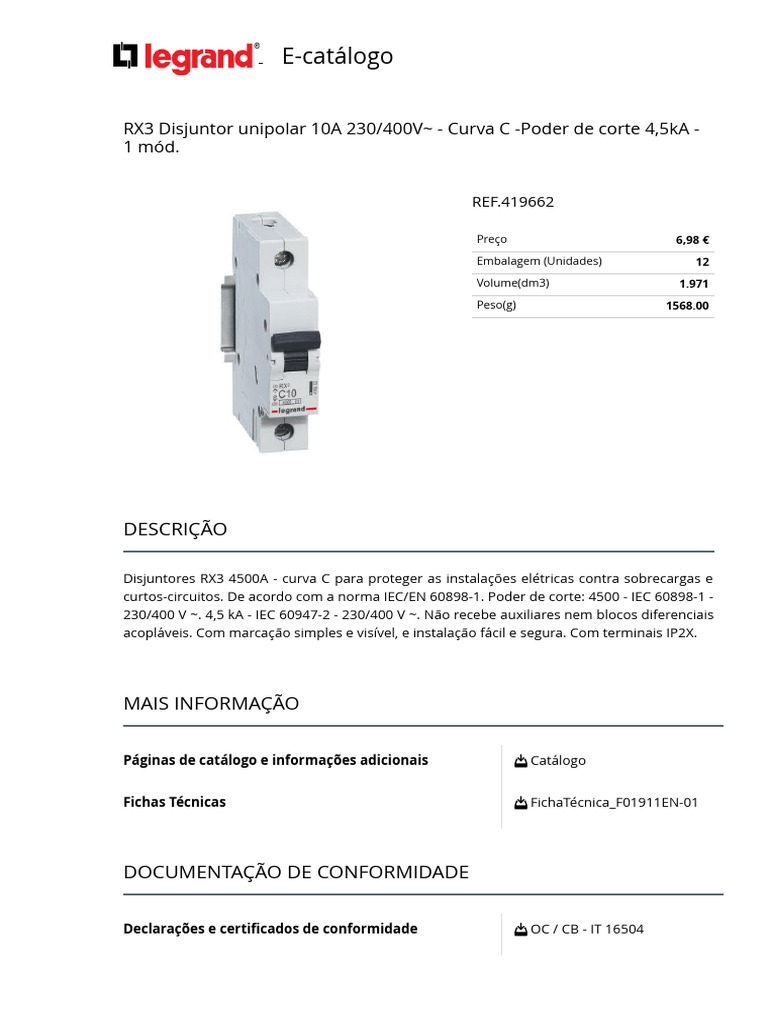Legrand E-Catálogo | PDF | Ciências e Matemática