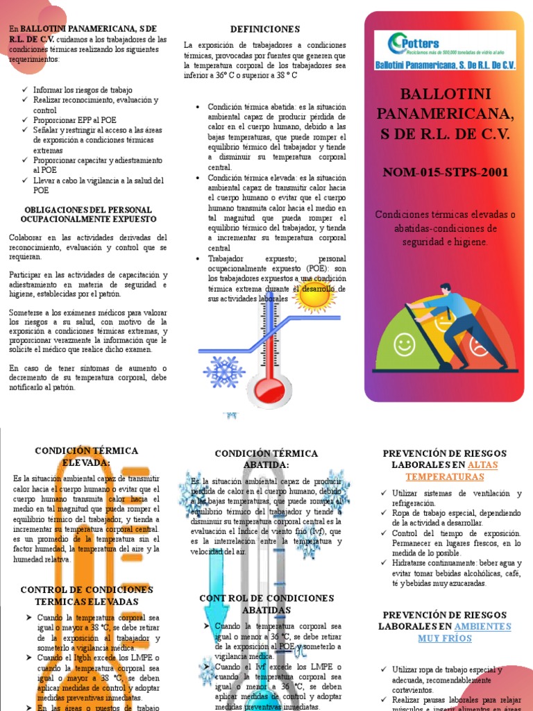 Triptico Nom-015 | Descargar gratis PDF | Termorregulación | Temperatura