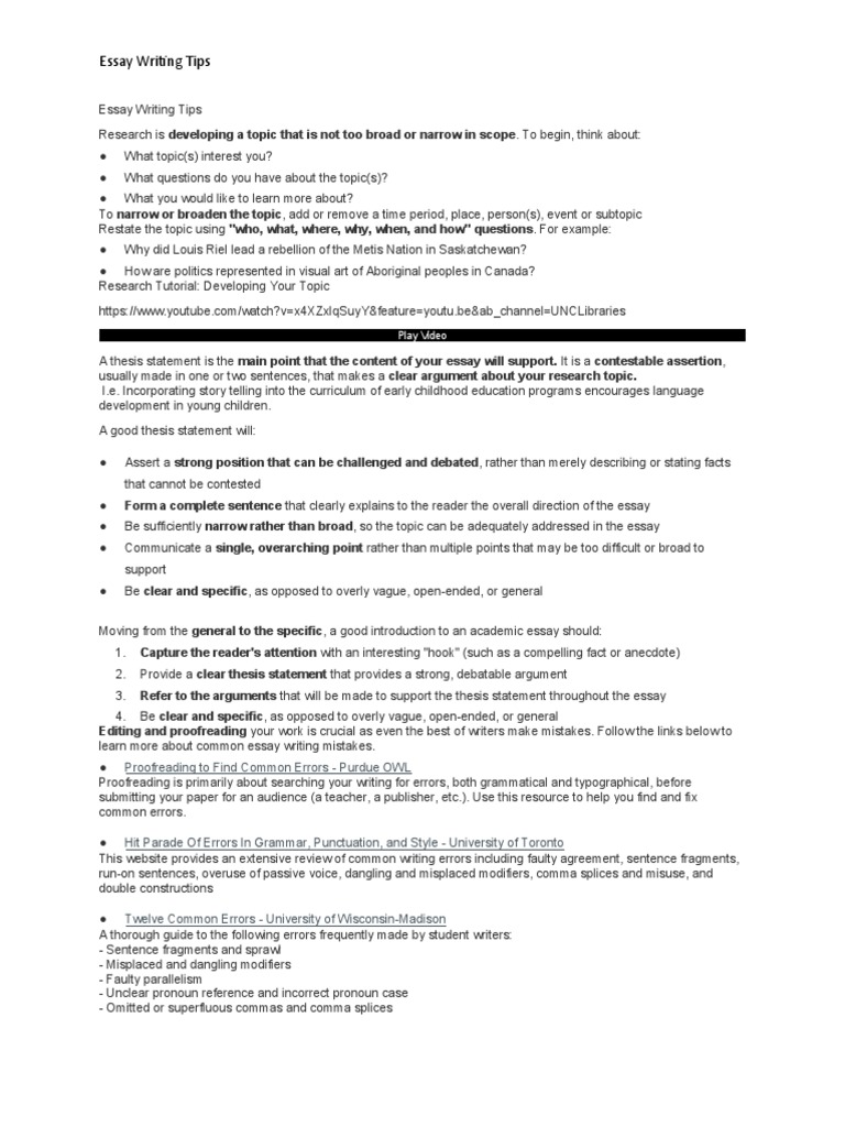 Essay Writing Tips | PDF | Essays | Comma