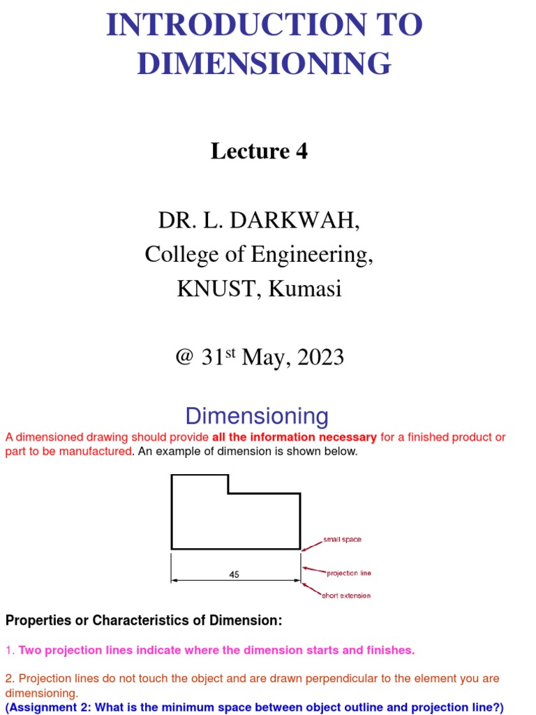 2023 CHE 258 Lecture 4 - Introduction To Dimensioning (May 2023) | Download Free PDF ...