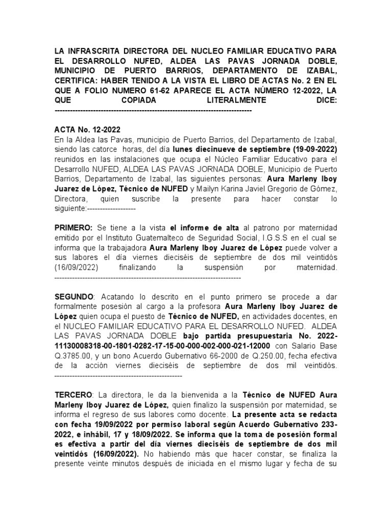 ACTA DE TOMA DE POSESIÓN AURI IBOY Folios Nuevos | PDF