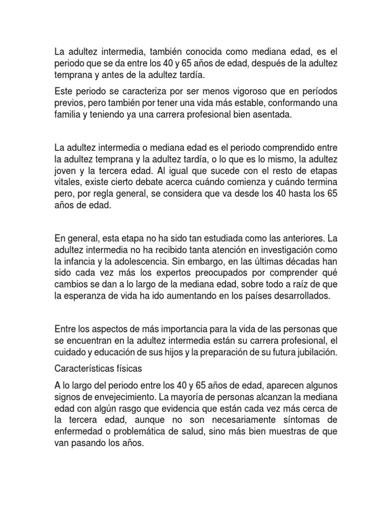 La Adultez Intermedia | PDF | Adultos | Menopausia