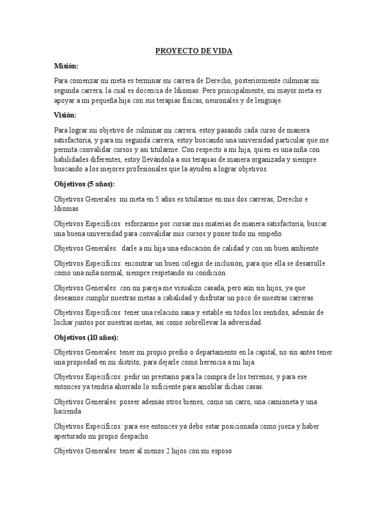 Proyecto de Vida | PDF