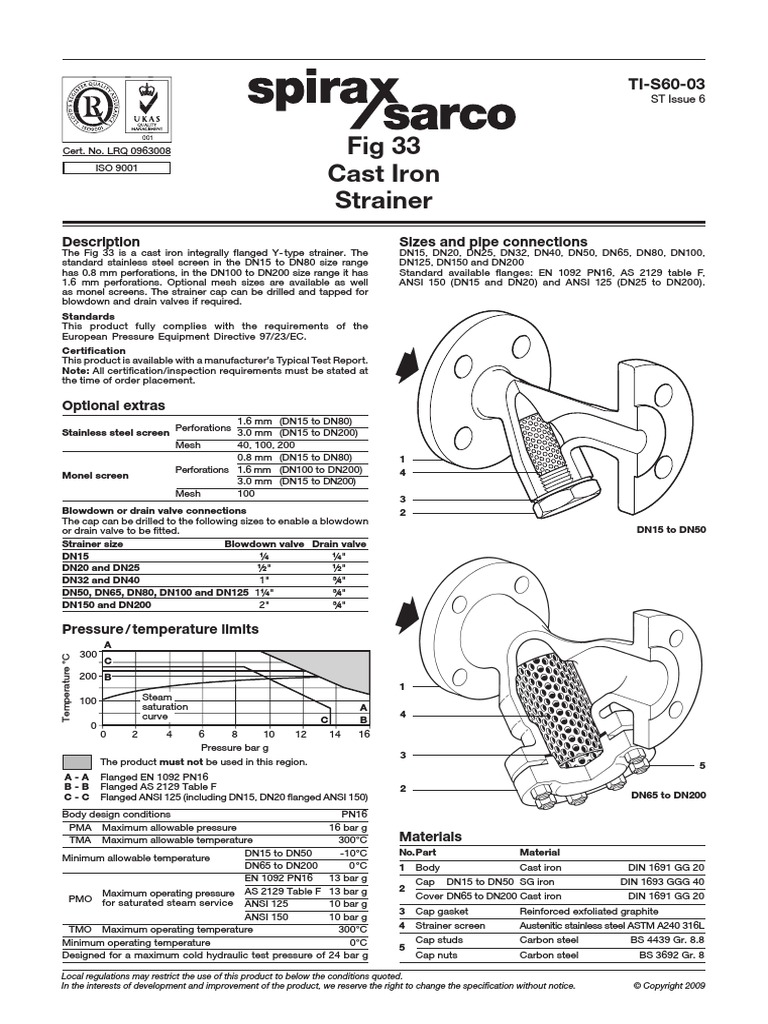 Spirax Sarco Fig 33 | PDF | Valve | Pipe (Fluid Conveyance)