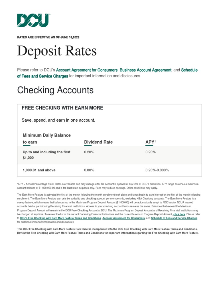 DCU Rate Sheet Printable | PDF | Transaction Account | Fee
