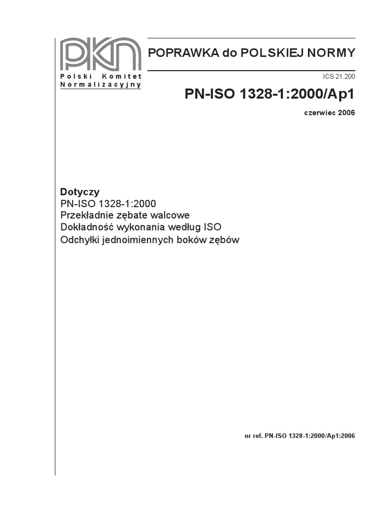 PN-ISO-1328-1 2000 Ap1 2006P | PDF
