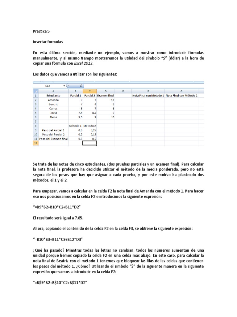 Practica 5 | PDF | Microsoft Excel | Matriz (Matemáticas)