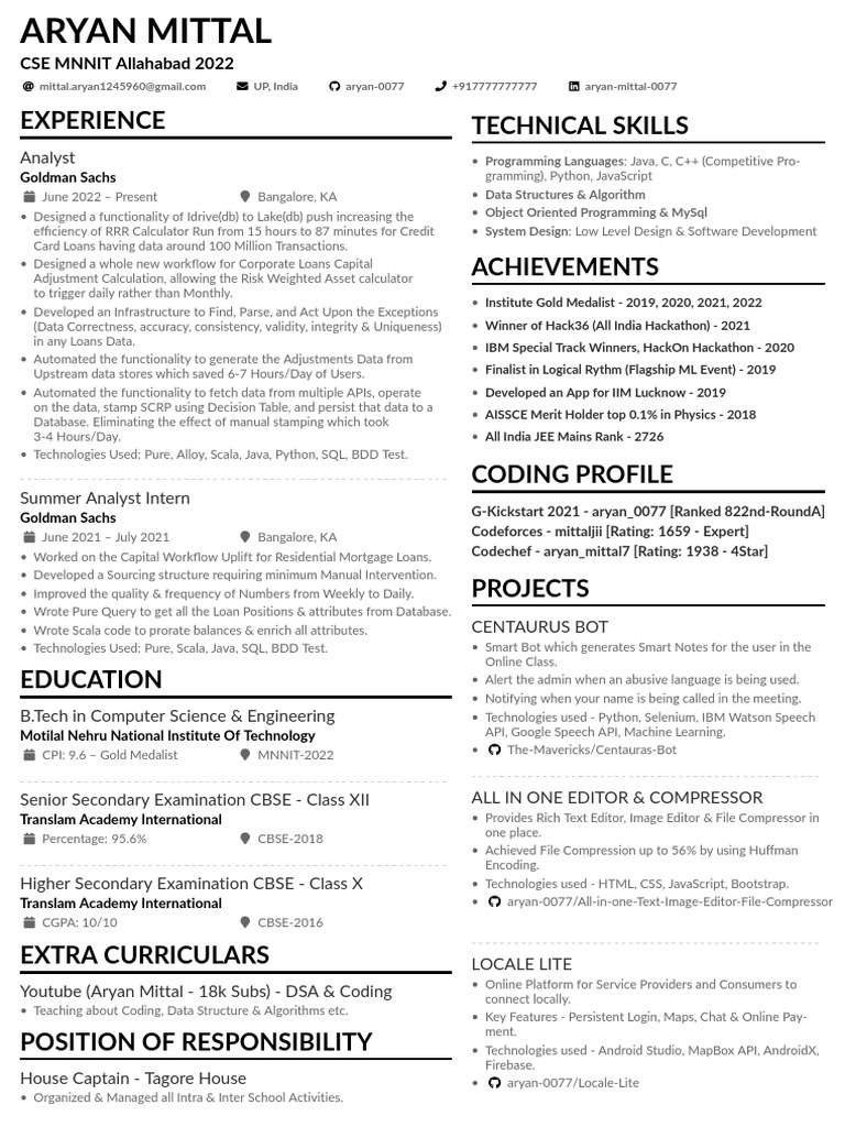 Aryan Mittal Resume PDF | PDF | Data Compression | Databases