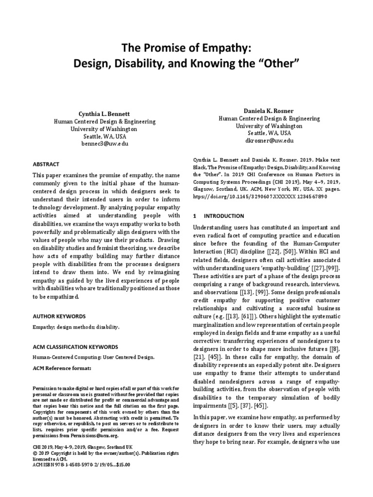 Emapthy-Design-Disability (1) - Rosner | PDF | Empathy | Disability