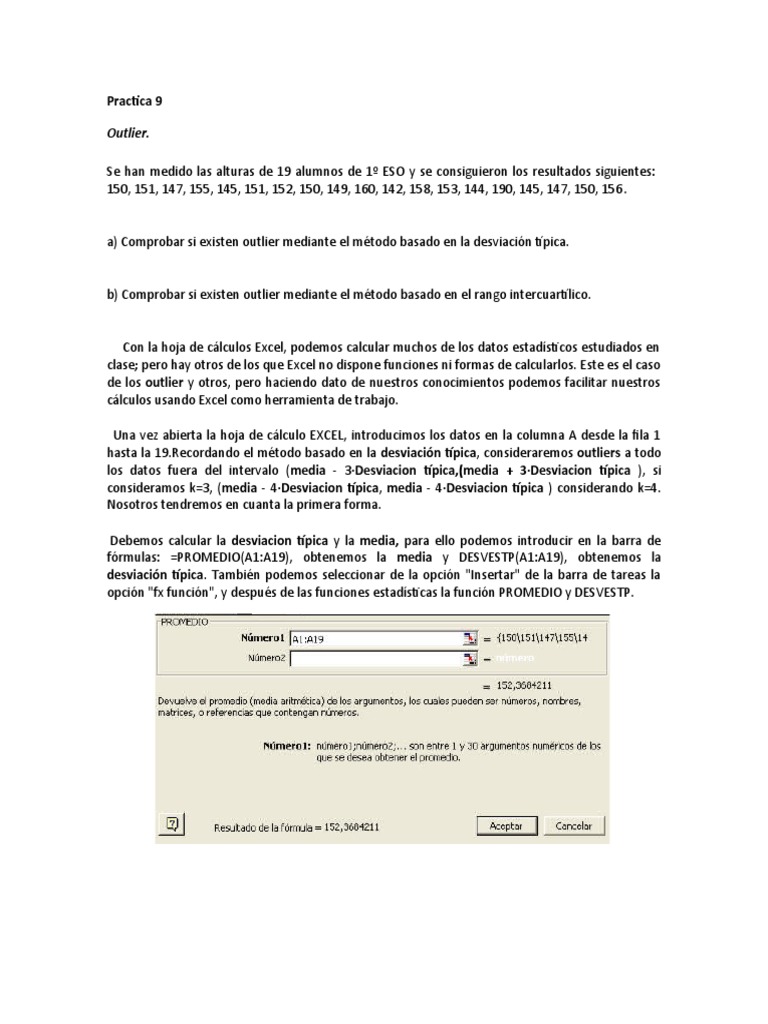 Practica 9 Oudlier | PDF | Desviación Estándar | Microsoft Excel
