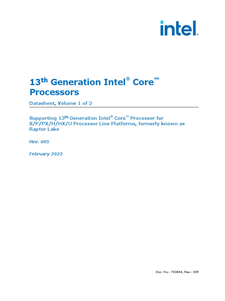 13 Generation Intel Core Processors: Rev. 005 February 2023 | PDF ...