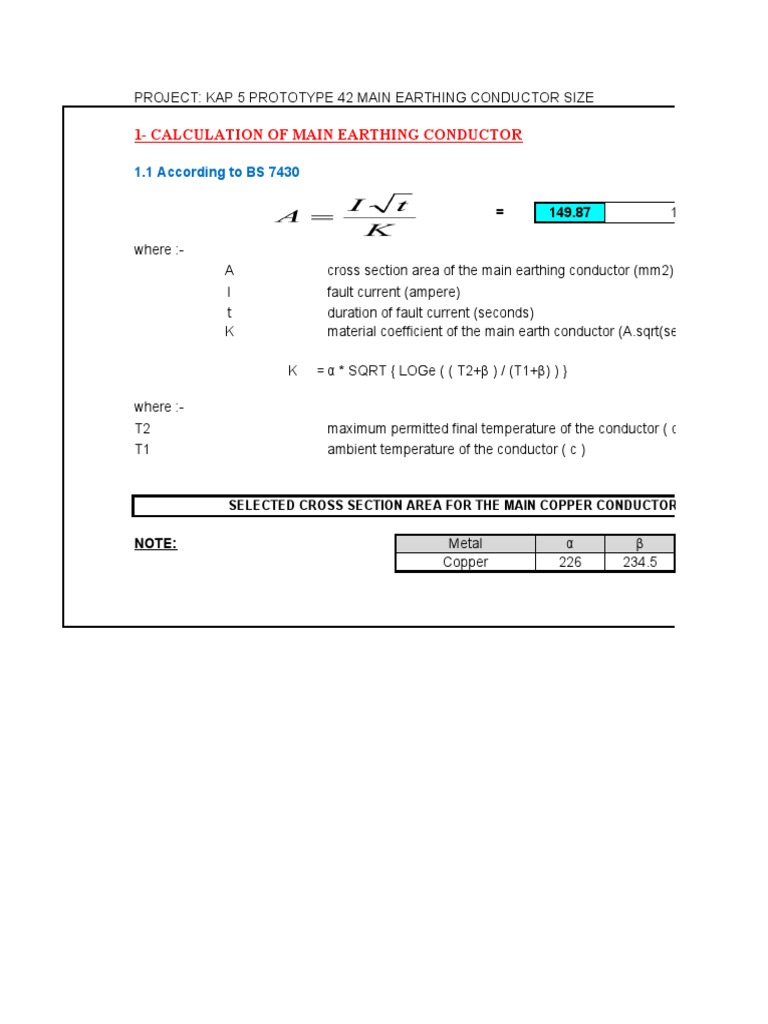 IA Earthing Calculations BS 7430 +A1 2015 EEA | PDF | Electrical Resistivity And Conductivity ...