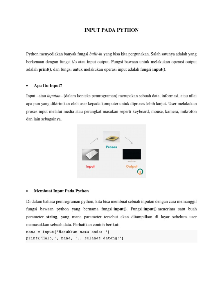 Input dan Kondisi If di Python | PDF