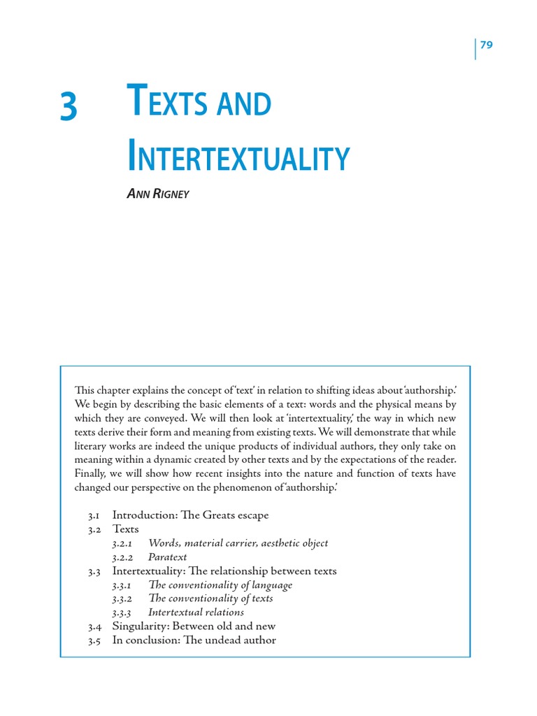 Rigney, Ann - Texts and Intertextuality (2019, Amsterdam University Press) (10.1017 ...