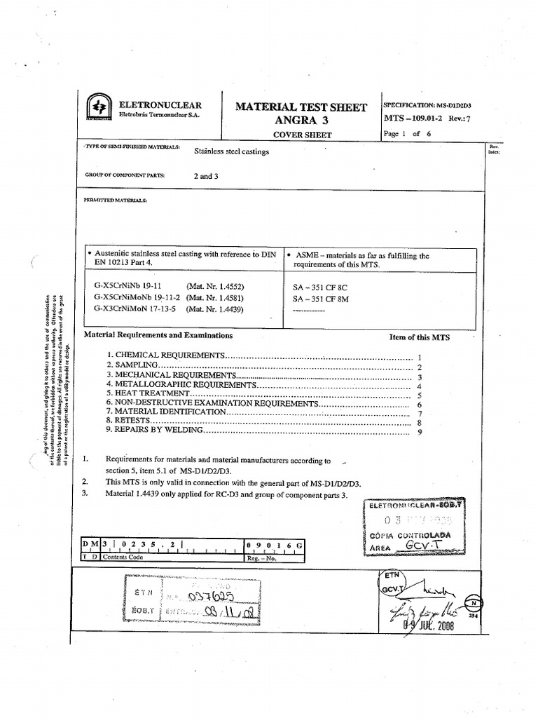 DM - 3 - 0235.2 - 09016G - Rev.7 - STAINLESS STEEL CASTINGS (MS-D1-D2 ...