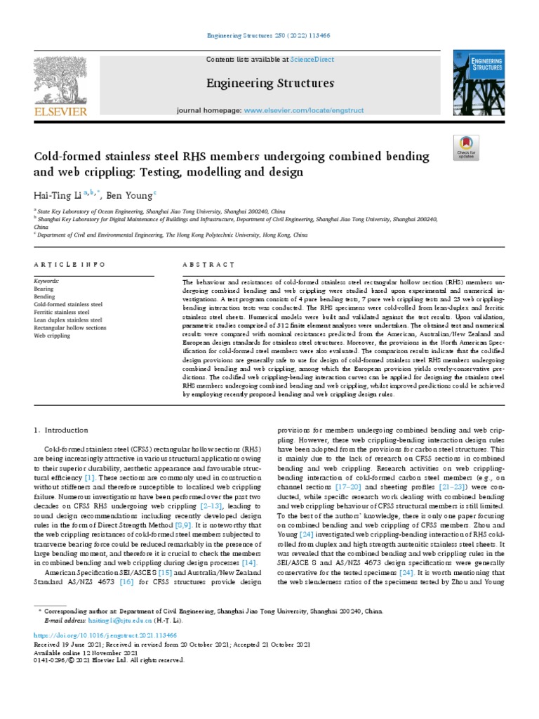 2022 - Cold-Formed Stainless Steel RHS Members Undergoing Combined ...