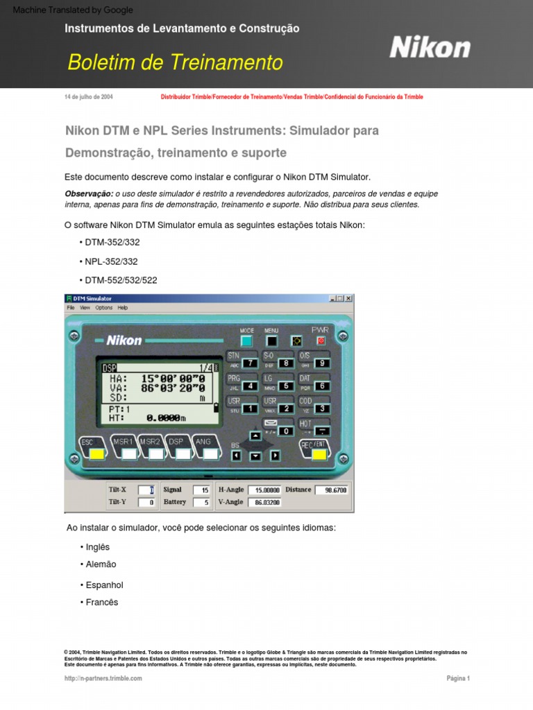 Nikon TrainBultn DTM-NPL Simulator | PDF | Programas | Informática
