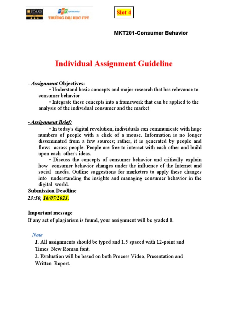 Slot 3 - Mkt201 Individual Su23 Loint15 | PDF | Consumer Behaviour | Mass Media