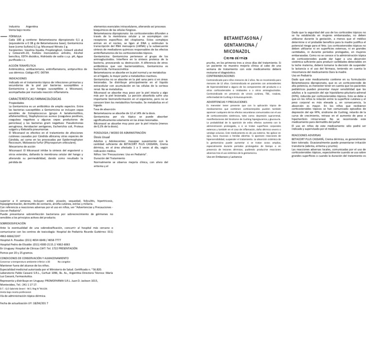 Betacort Plus: Indicaciones y Uso | PDF | Corticosteroides ...
