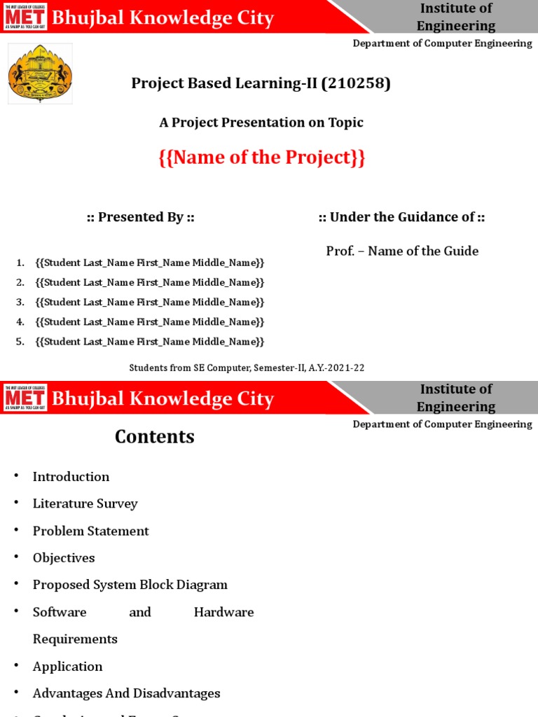 PBL-II Presentation Template For Students | PDF | Engineering | Computer Engineering