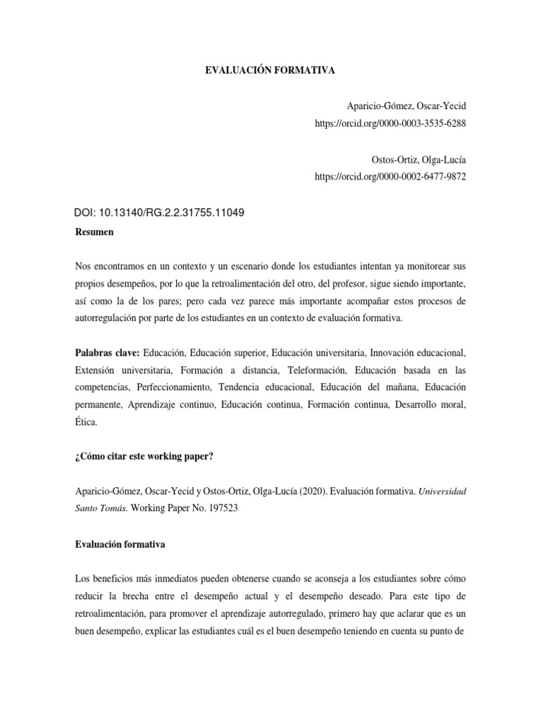 Evaluacion Formativa Pdf Evaluación Software