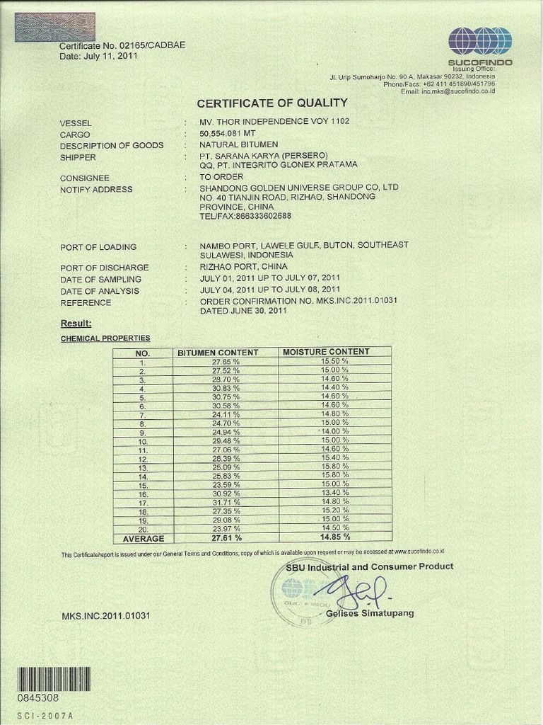 COQ MV Thor Independence | PDF
