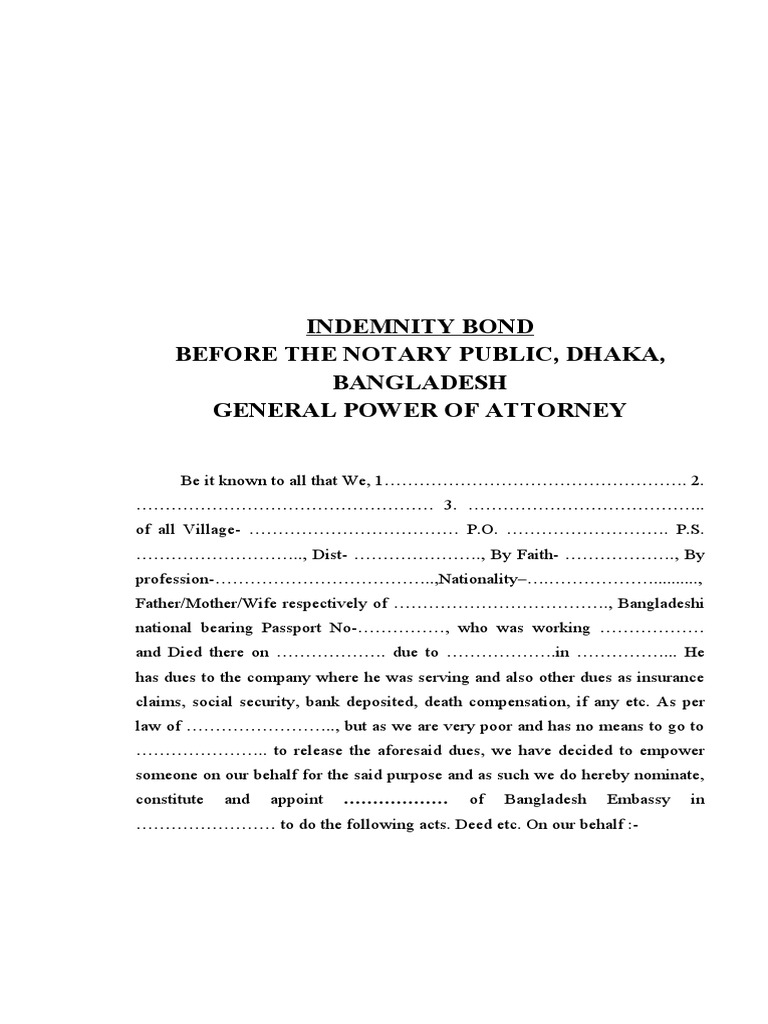 Indemnity_Bond_Form_Sample | PDF | Inheritance | Lawyer