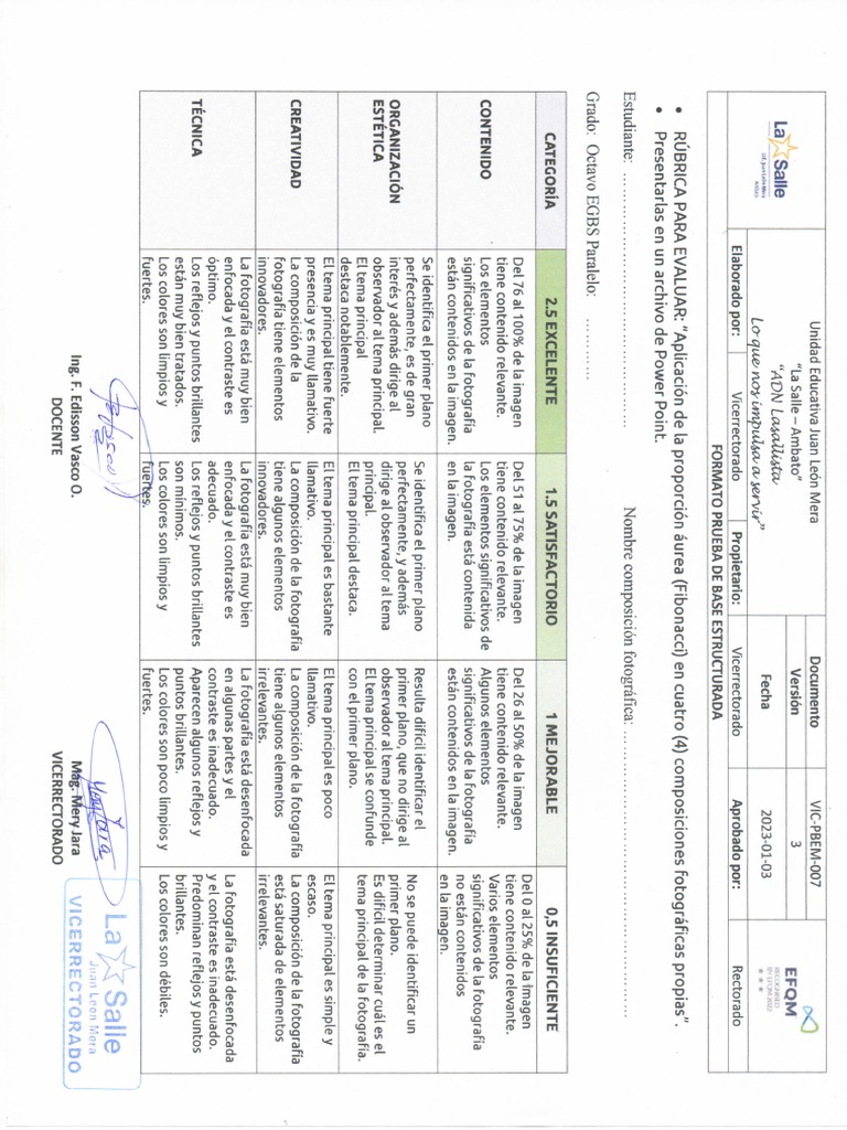 Rúbrica ECA - 8vo D | PDF