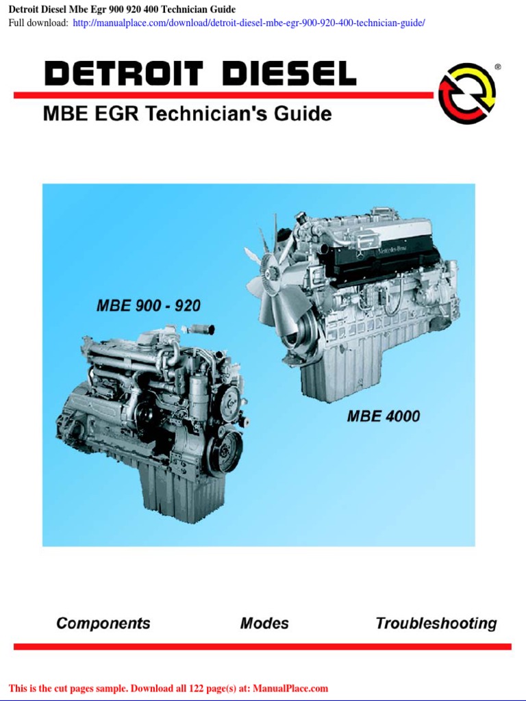 Detroit Diesel Mbe Egr 900 920 400 Technician Guide | PDF | Diesel ...