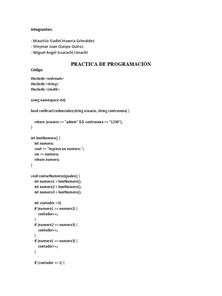 Practica de Programacion | PDF | Control de acceso | Programación de computadoras