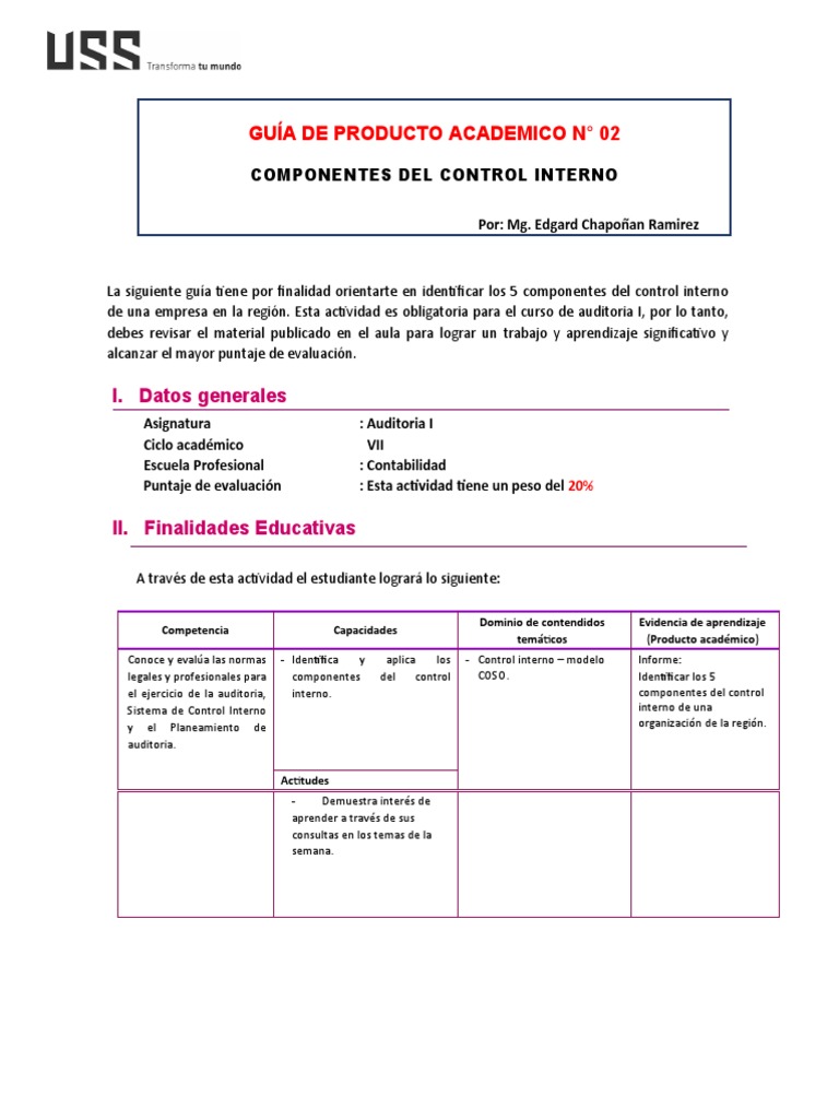 Guía de Producto Academico #2 | PDF | Auditoría | Evaluación
