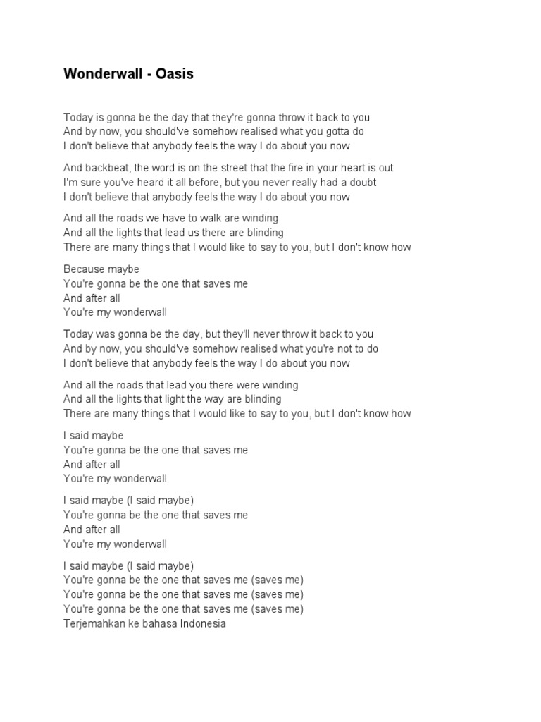 Wonderwall - Oasis | PDF