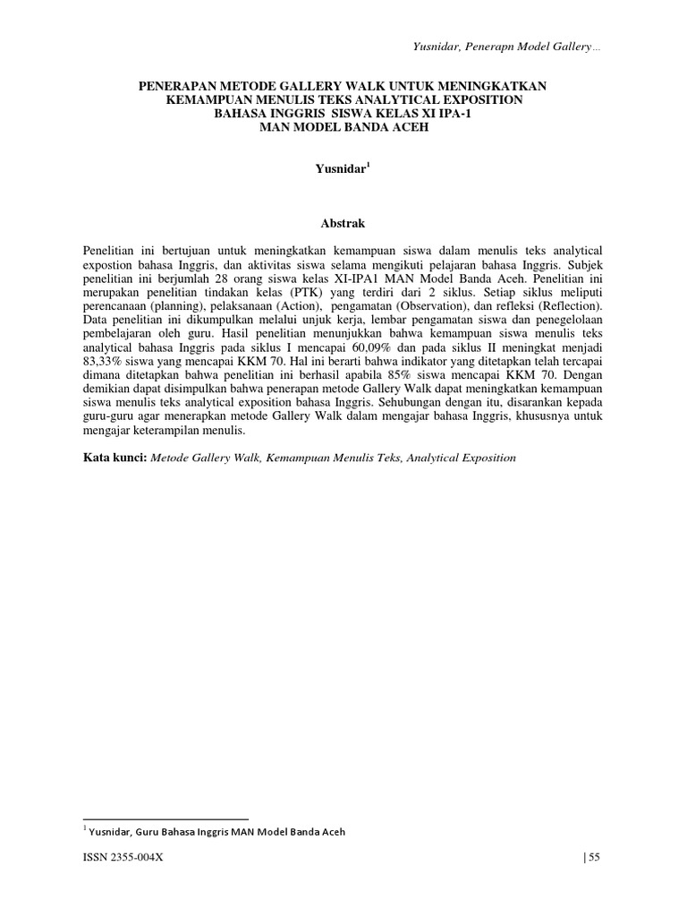 Penerapan Metode Gallery Walk Untuk Meni | PDF