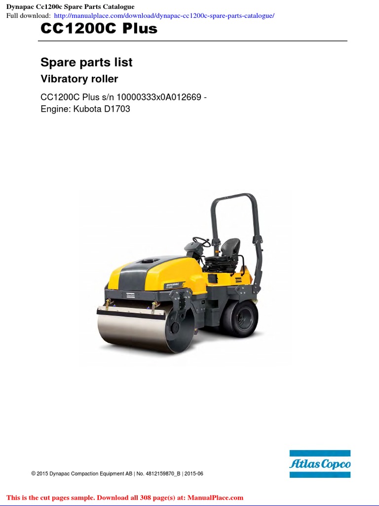 Dynapac Cc1200c Spare Parts Catalogue | PDF | Brake | Throttle
