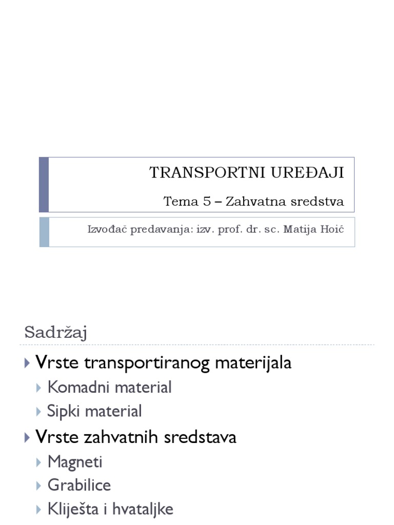 TU 05 Zahvatna Sredstva | PDF