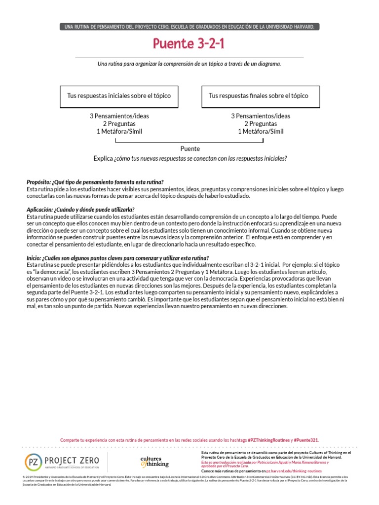 Rutina de Pensamiento Puente 3-2-1 | PDF | Pensamiento | Licencia ...