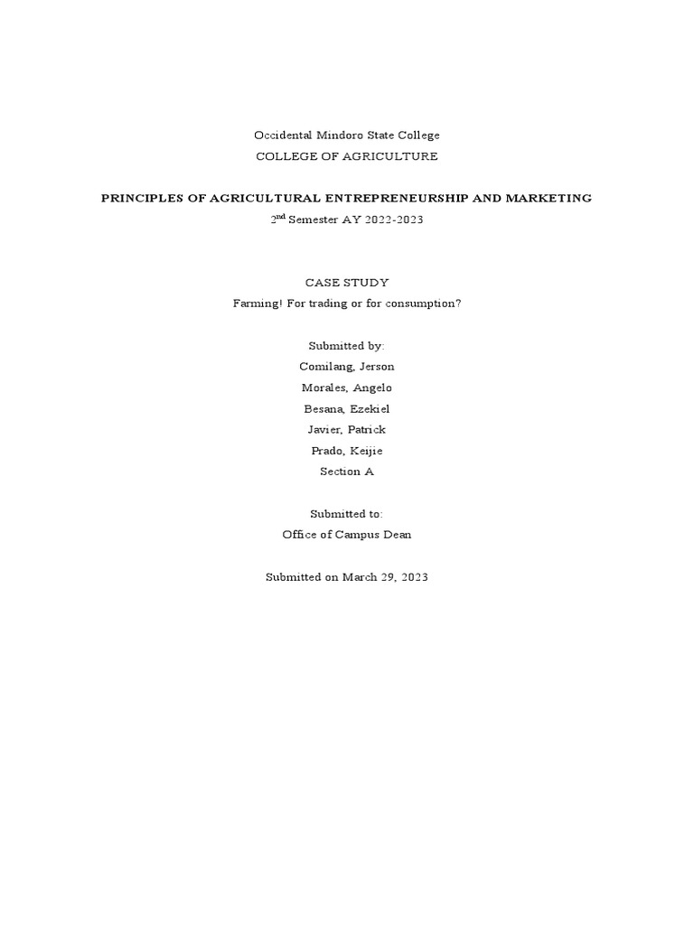 Case Study. | PDF | Agriculture | Rice