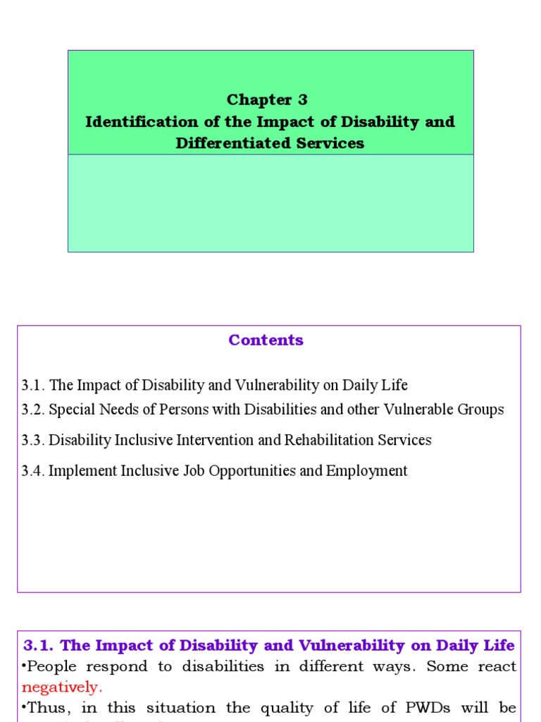 Chapter 3 - Identifications of Impacts of Disability | PDF | Disability ...