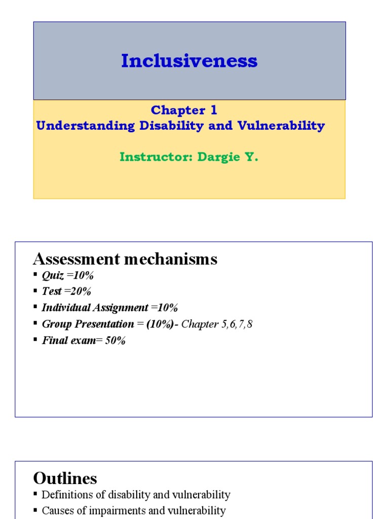 Chapter 1 - Understanding Disability & Vulnerability | PDF | Disability | Inclusion (Education)