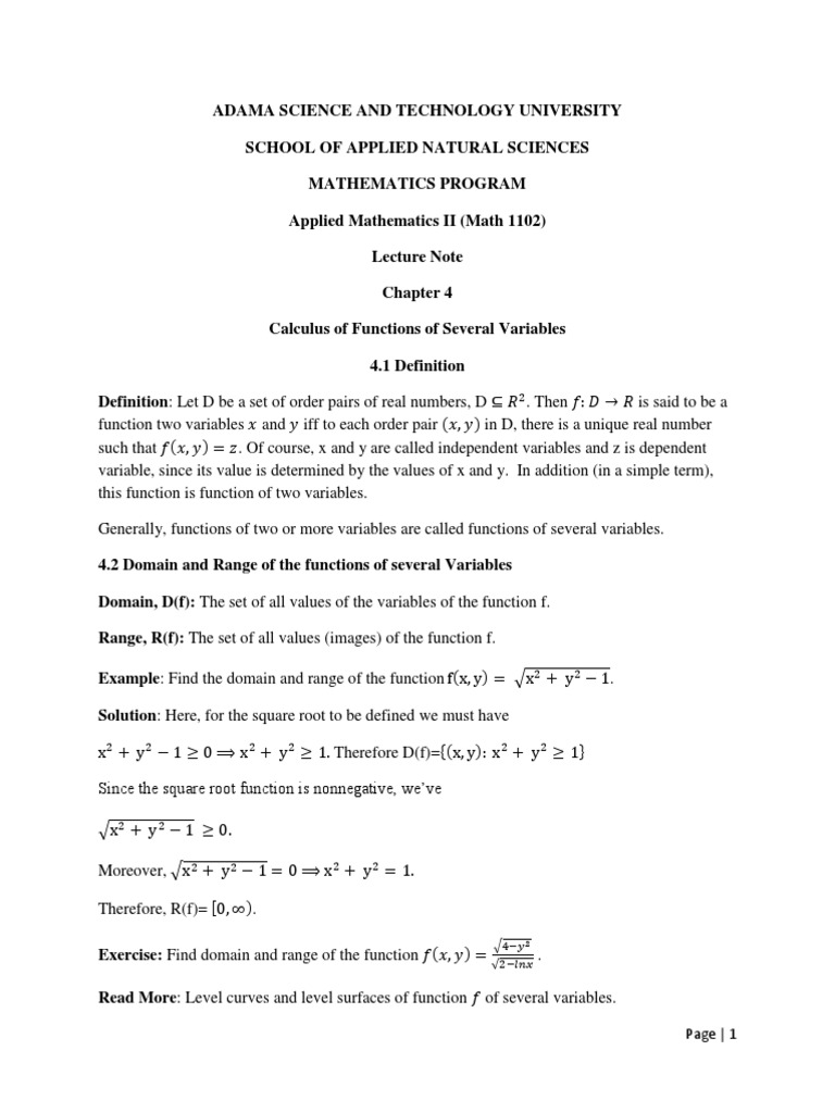 Math 1102 (Ch-4)-Applied Mathematics II-1 | PDF | Derivative | Maxima And Minima