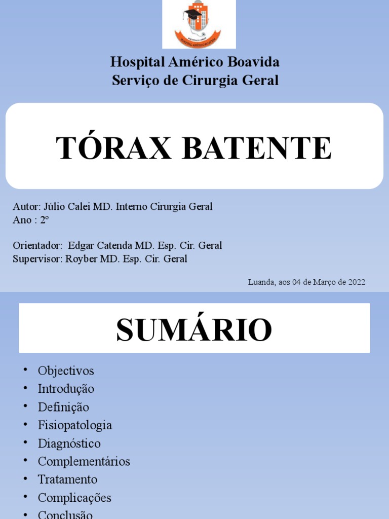 Tórax Batente | PDF | Epidemiologia | Medicina Clínica