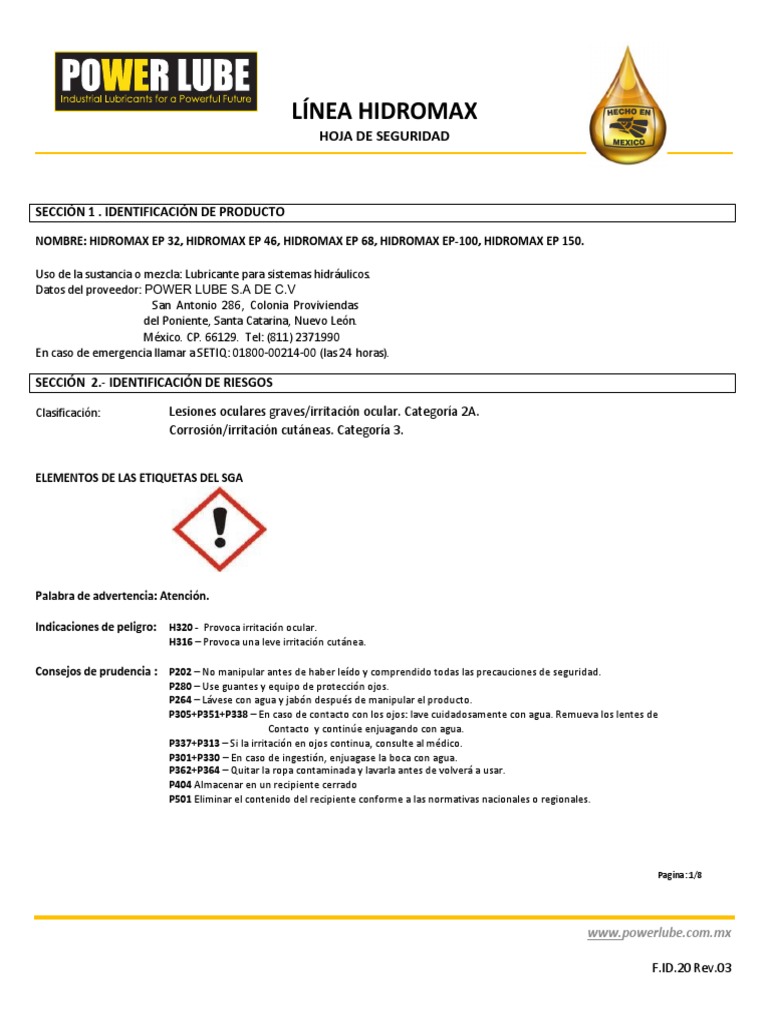 HDS HIDROMAX EP 32 Al 150 HDS REV 03 | PDF | Agua | Contaminación