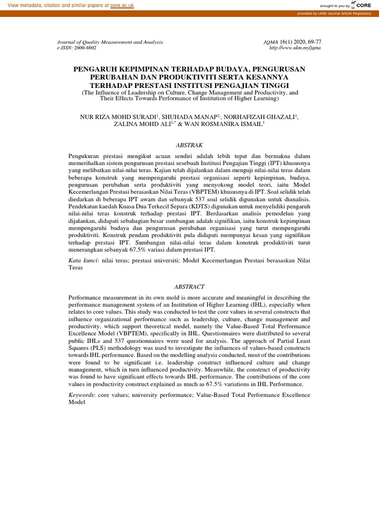 Pengaruh Kepimpinan Terhadap Budaya Peng | PDF