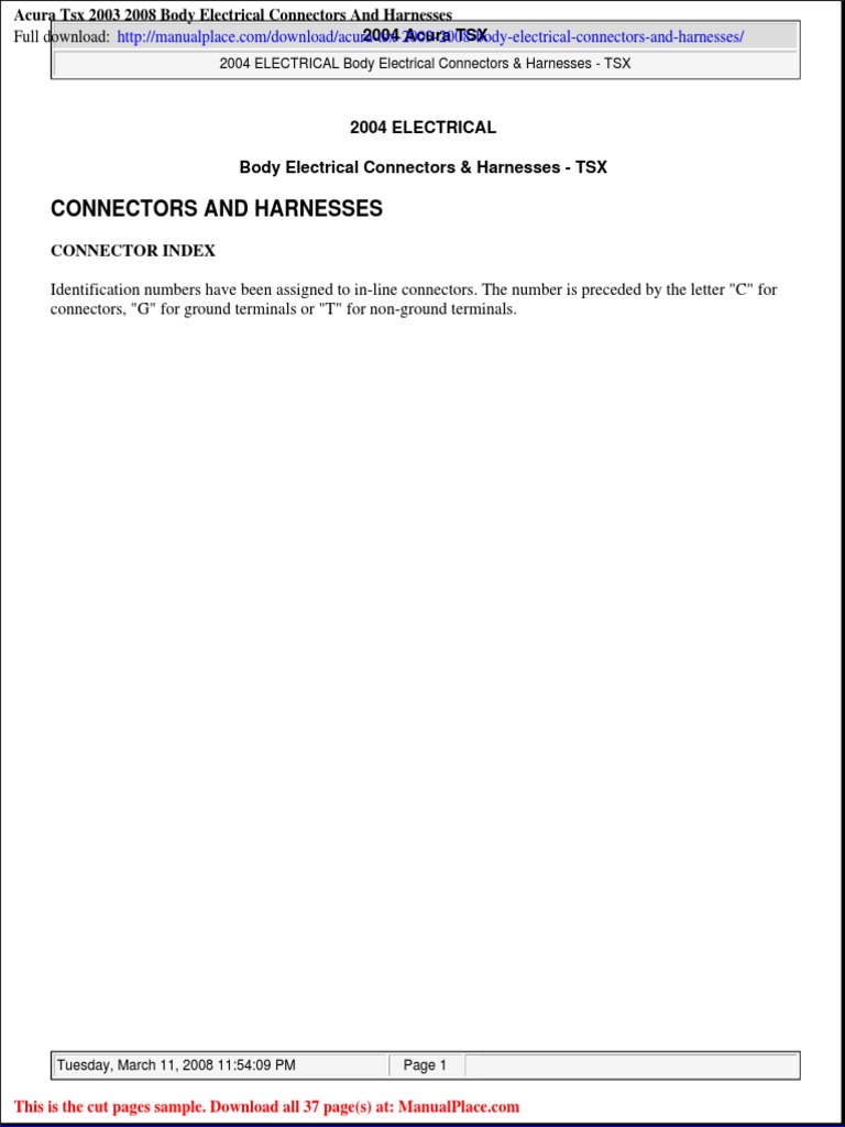 Acura TSX 2003 2008 Body Electrical Connectors and Harnesses | PDF