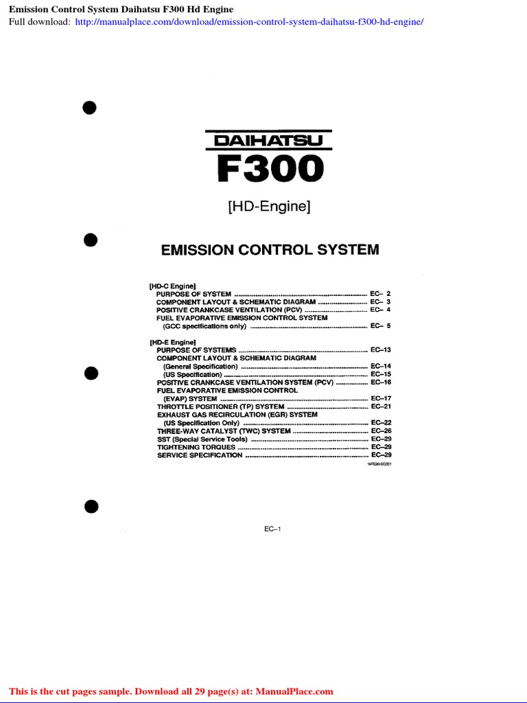 Emission Control System Daihatsu f300 Hd Engine | PDF