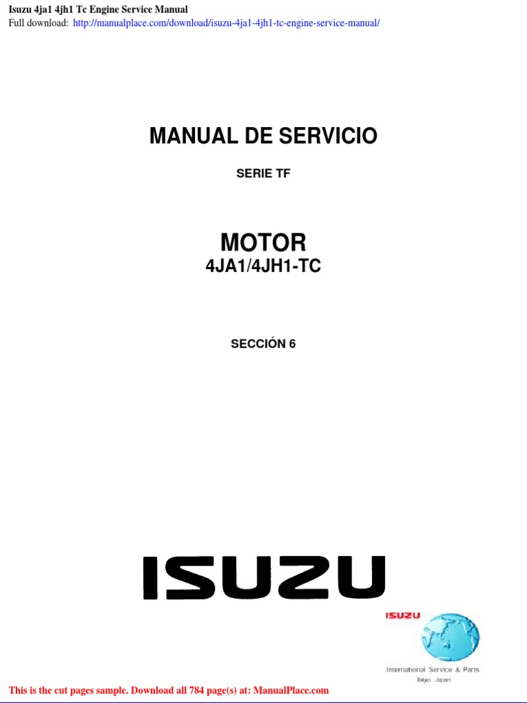 Isuzu 4ja1 4jh1 Tc Engine Service Manual | PDF | Inyección de ...