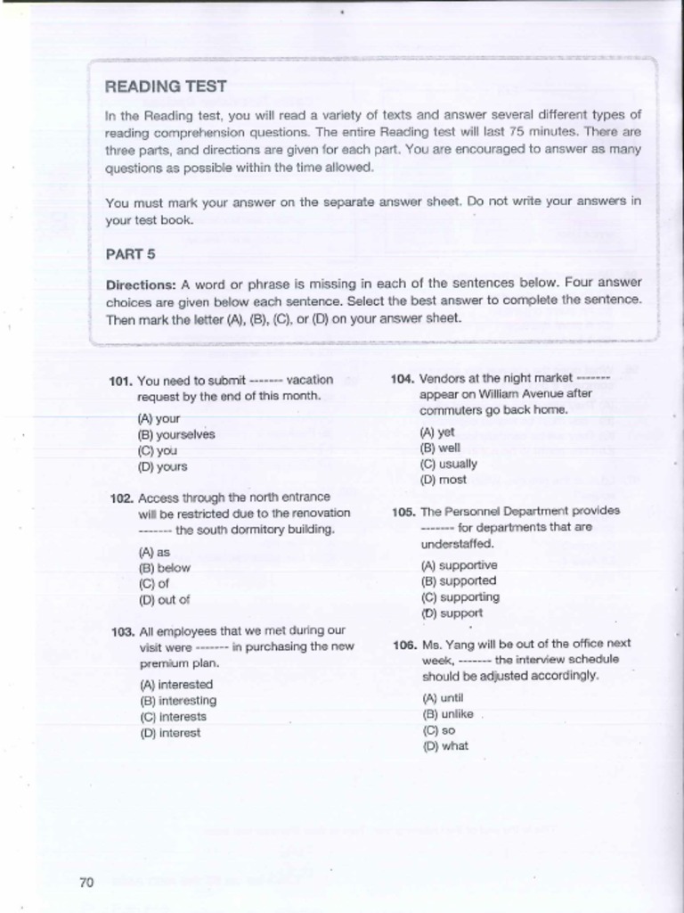Part 5 Test 2 3 Actual Test | PDF